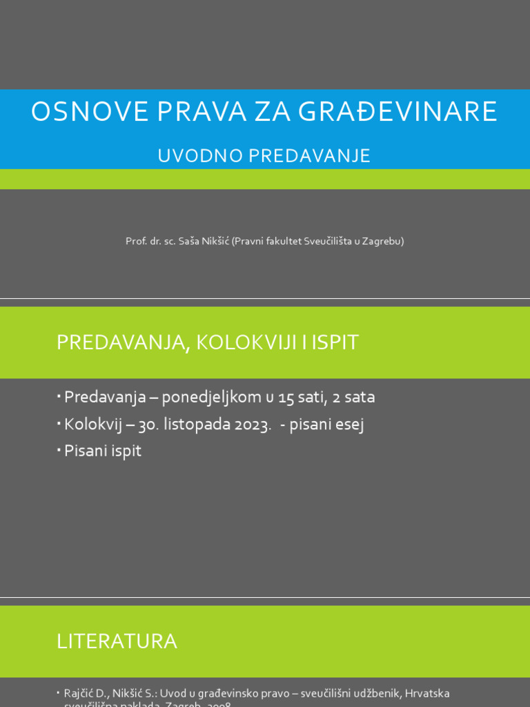 01 Osnove Prava Za Građevinare Uvod | PDF