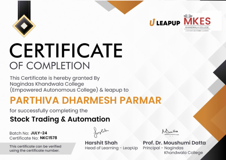 Stock Trading & Automation-Parthiva Dharmesh Parmar | PDF