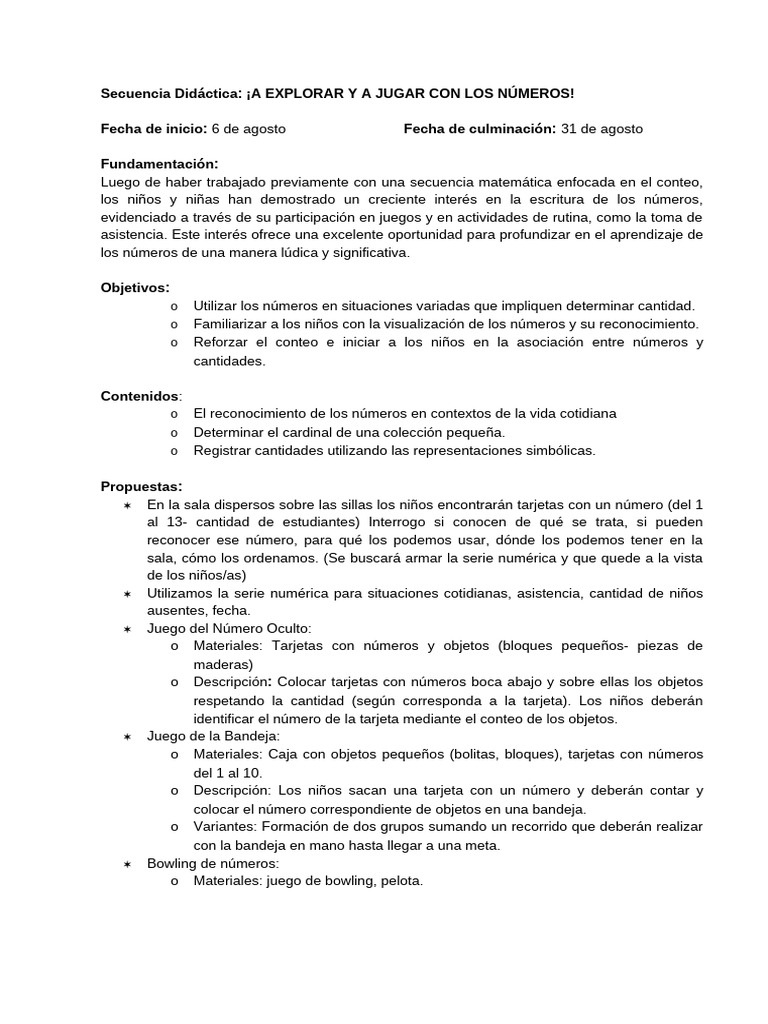 A Explorar y Jugar Con Los Numeros | PDF | Juegos y actividades