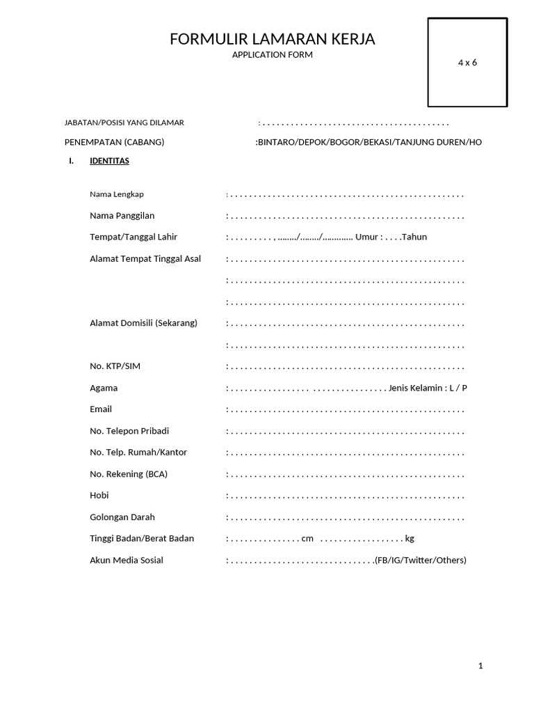Form Lamaran | PDF | Karier & Perkembangan