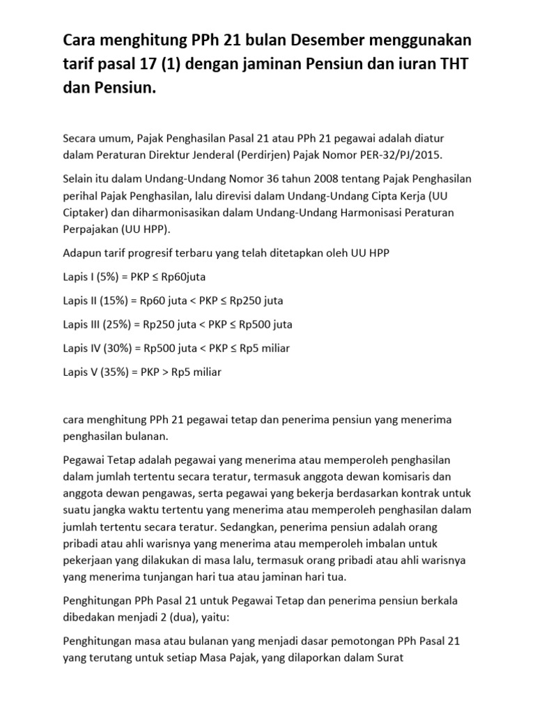 Panduan Hitung PPh 21 Desember | PDF | Hukum