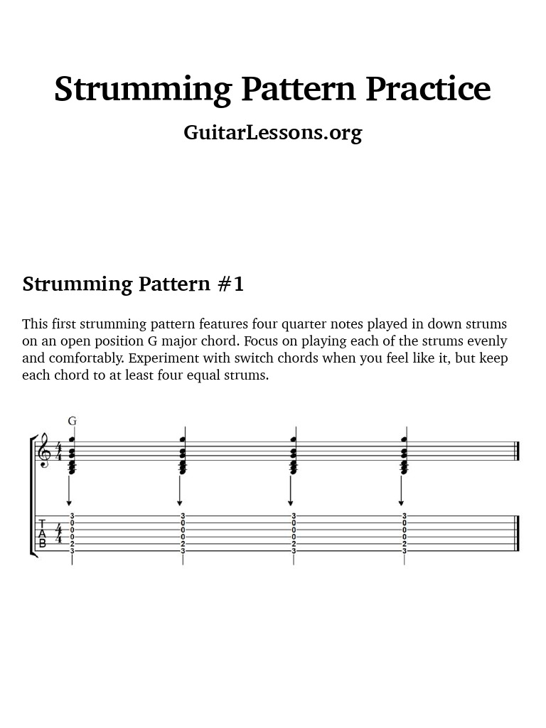 Guitar Strumming Patterns | PDF | Chord (Music) | Rhythm And Meter