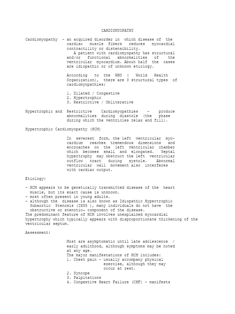 Reviewer - Medical Interventions For Cardiomyopathy | PDF | Heart ...