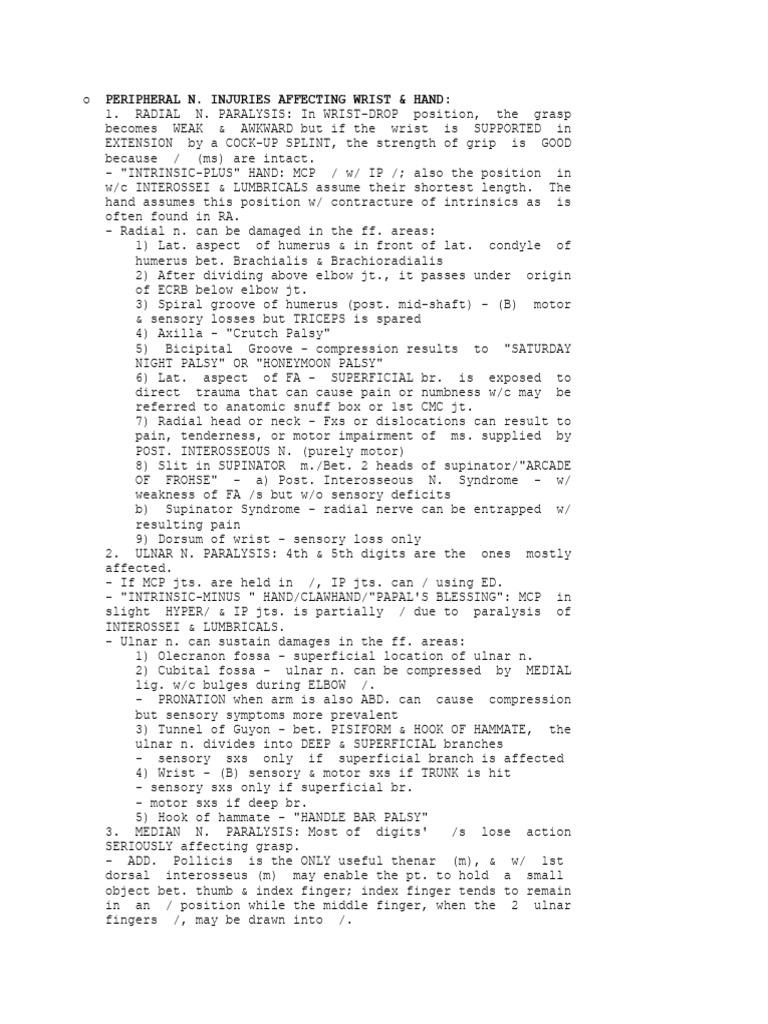 Reviewer - Special Tests For Wrist and Hand | PDF | Elbow | Hand