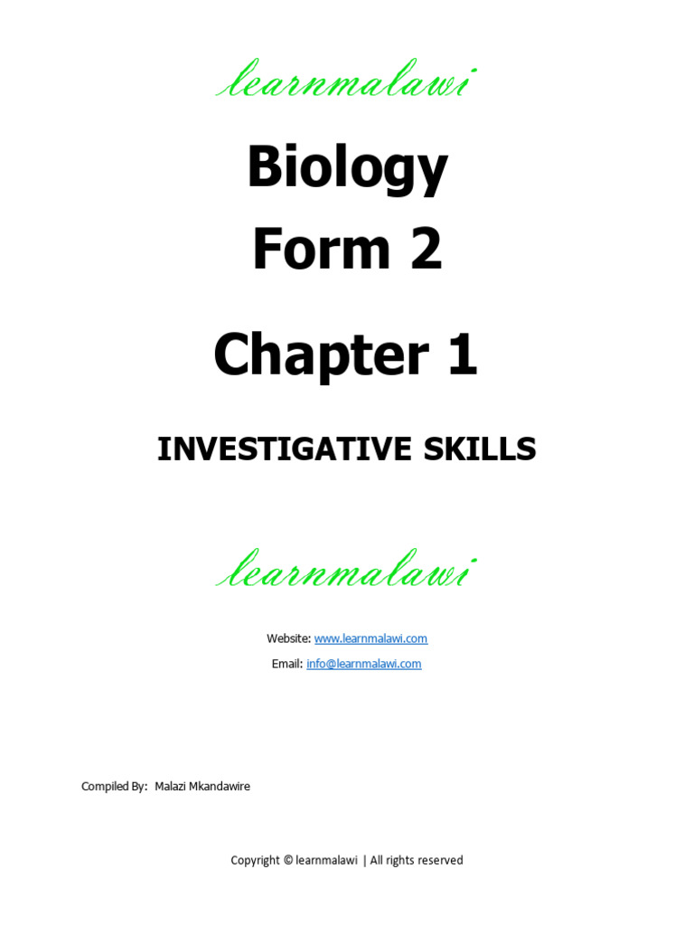 Form 2 Biology: Investigative Skills Guide | PDF | Respiratory Tract ...
