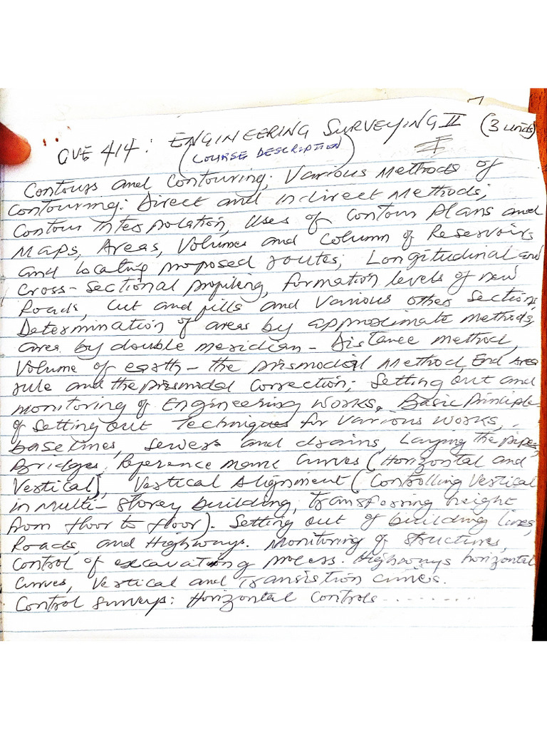 CVE 410 SURVEY NOTE 1 - Contours... | PDF