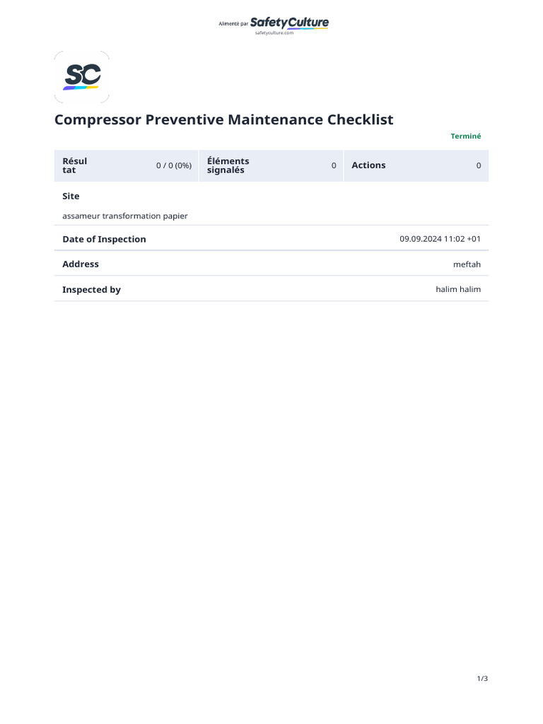 Compressor Preventive Maintenance Checklist | PDF | Chemical Equipment ...