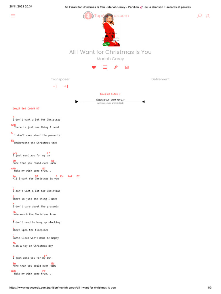 All I Want For Christmas Is You - Mariah Carey - Partition ? de La ...