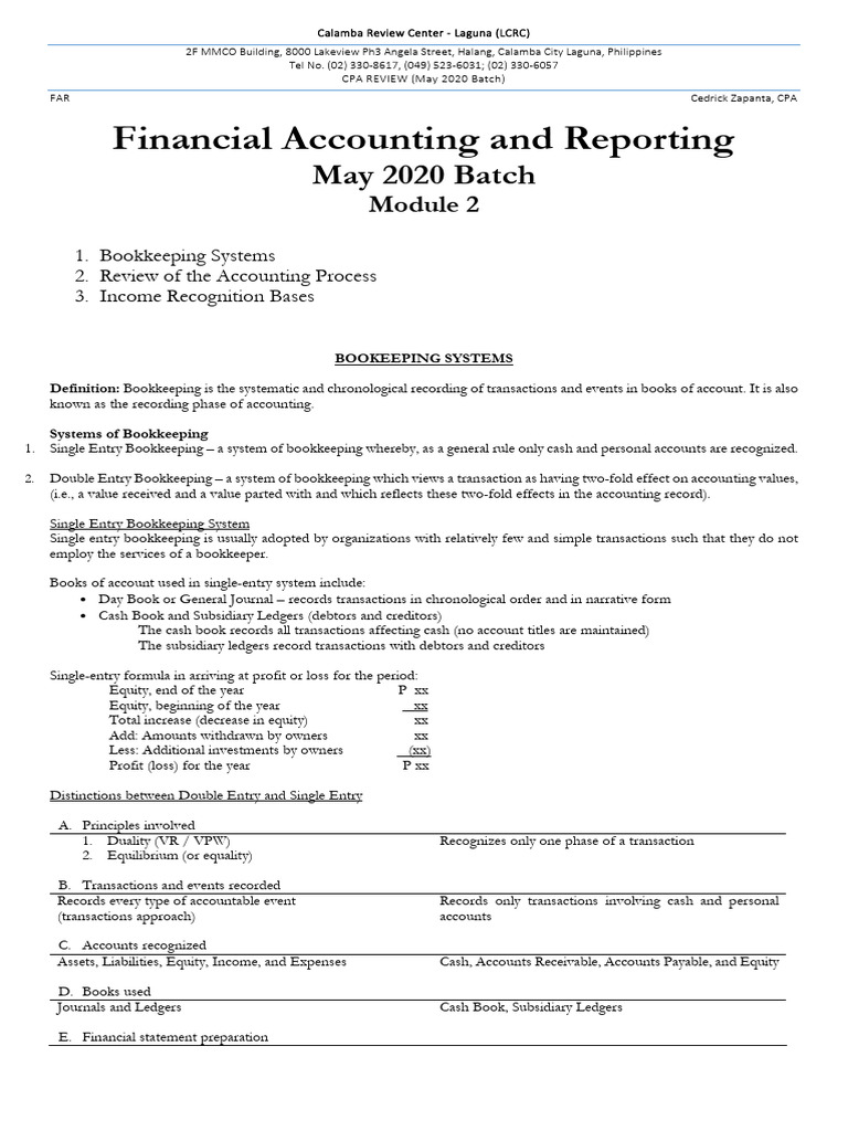 FAR2 - Bookkeeping and Accounting Process | PDF | Debits And Credits ...