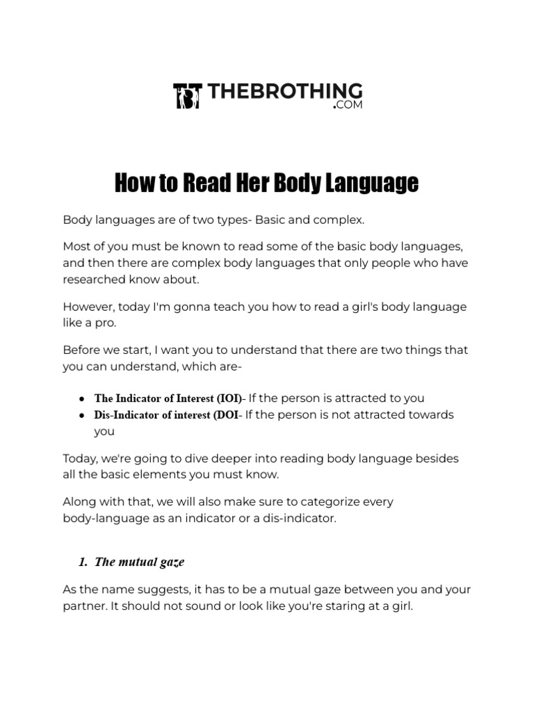 How to Read Her Body Language | PDF | Body Language | Facial Expression