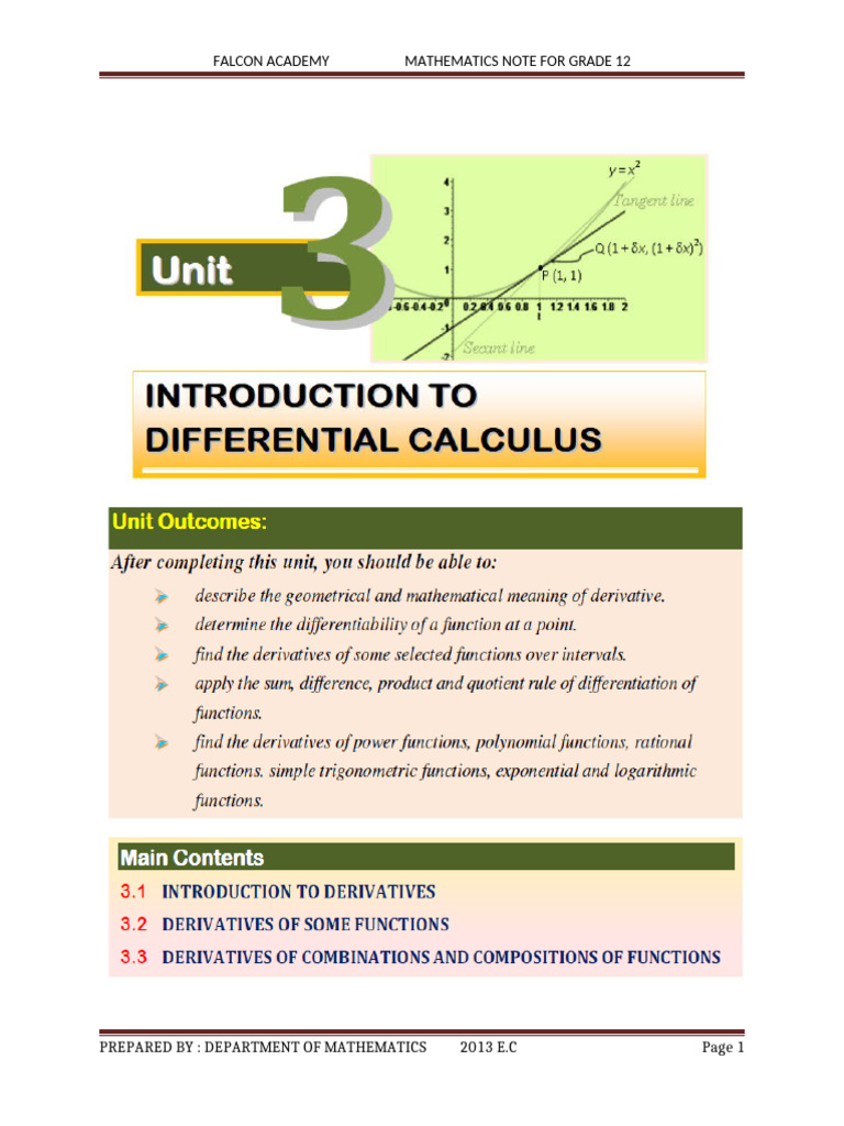 G 12@unit 3 | PDF | Derivative | Function (Mathematics)