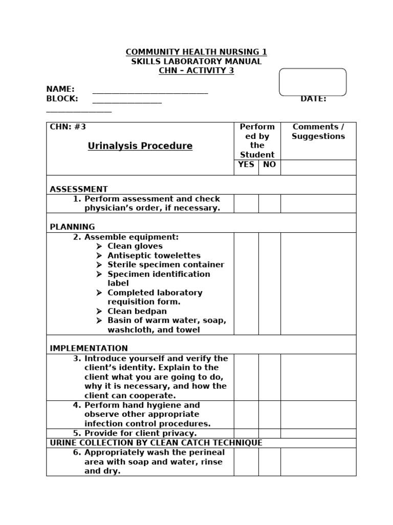 CHN-1-UA-Procedure-Performance-Evaluation-Tool | PDF | Medical Specialties | Medicine