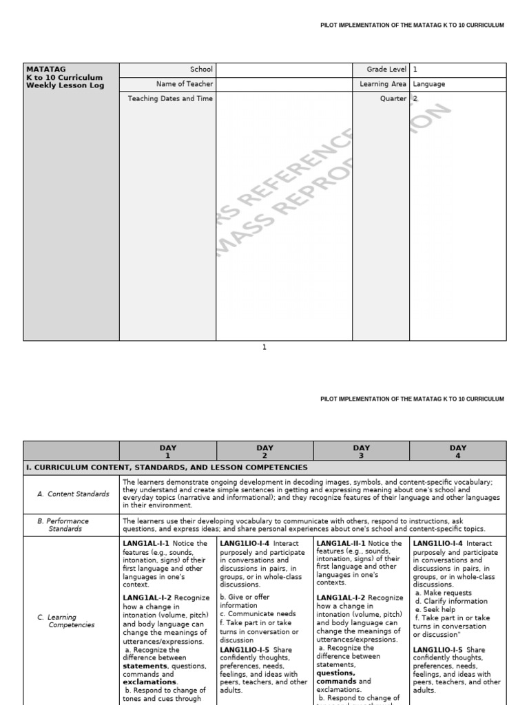 Le - Language 1 Q2 - W2 | PDF | Curriculum | Communication