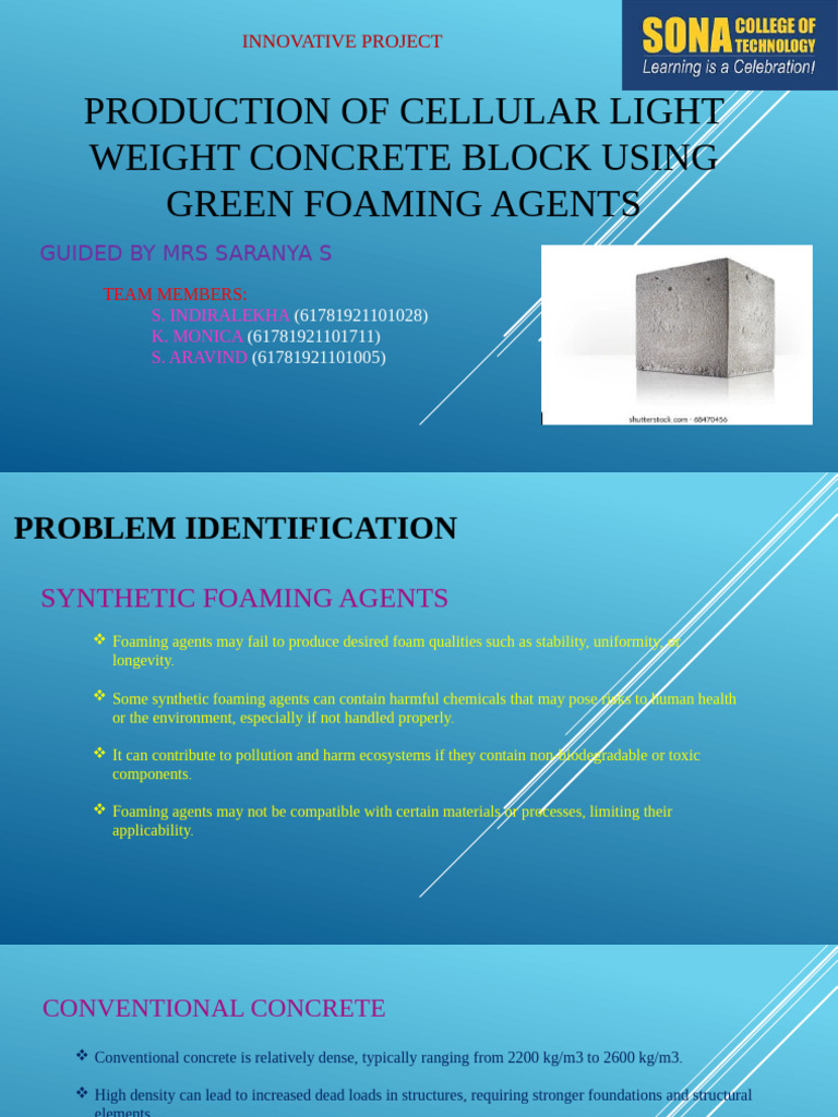 Production of Cellular Light Weight Concreteblock Using Green | PDF ...