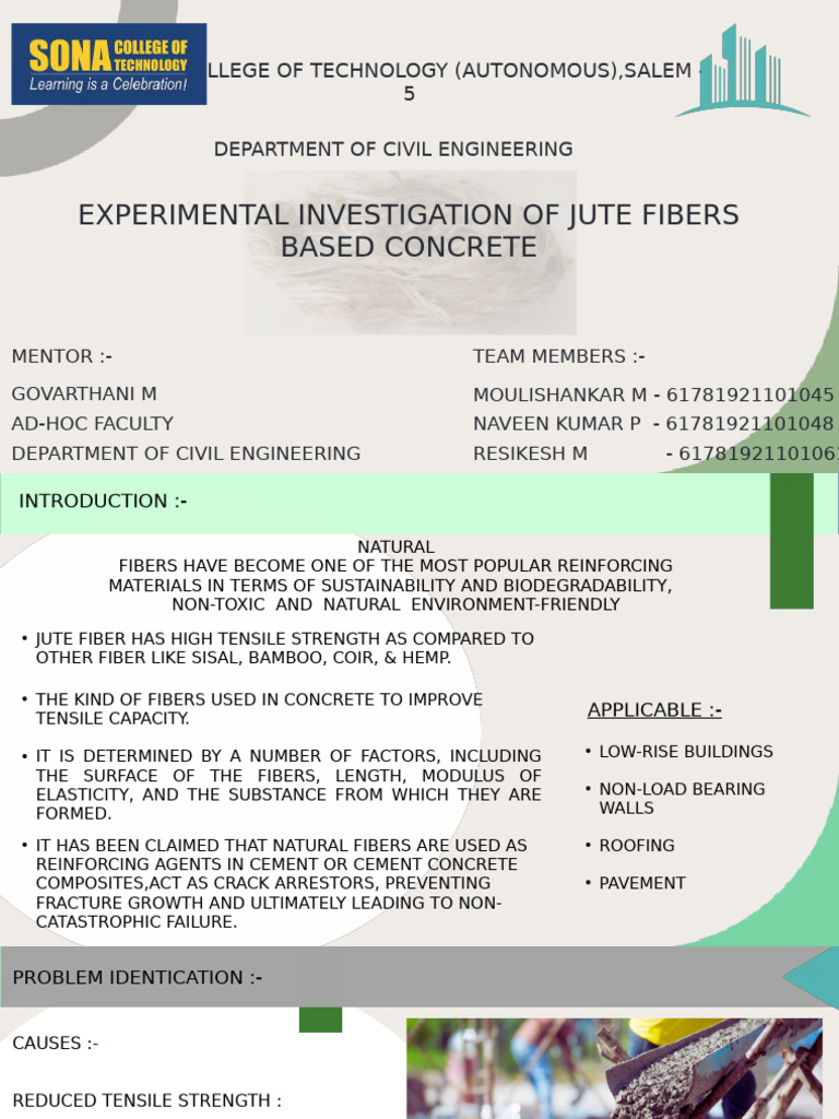 Experimental Investigation Ofjute Fibers Concrete Block Review 1-1 ...
