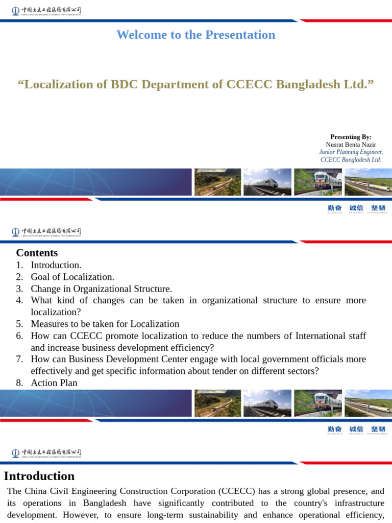 Localization of BDC Department of CCECC Bangladesh Ltd. | PDF ...