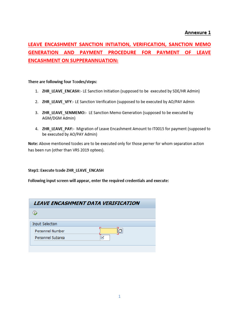 Leave Encashment Payment Procedure Guide | PDF