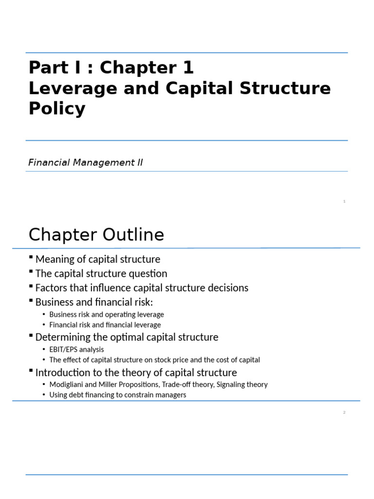 FM II Chapter 01, PT I Leverage & Capital Structure Policy 055610 | PDF ...