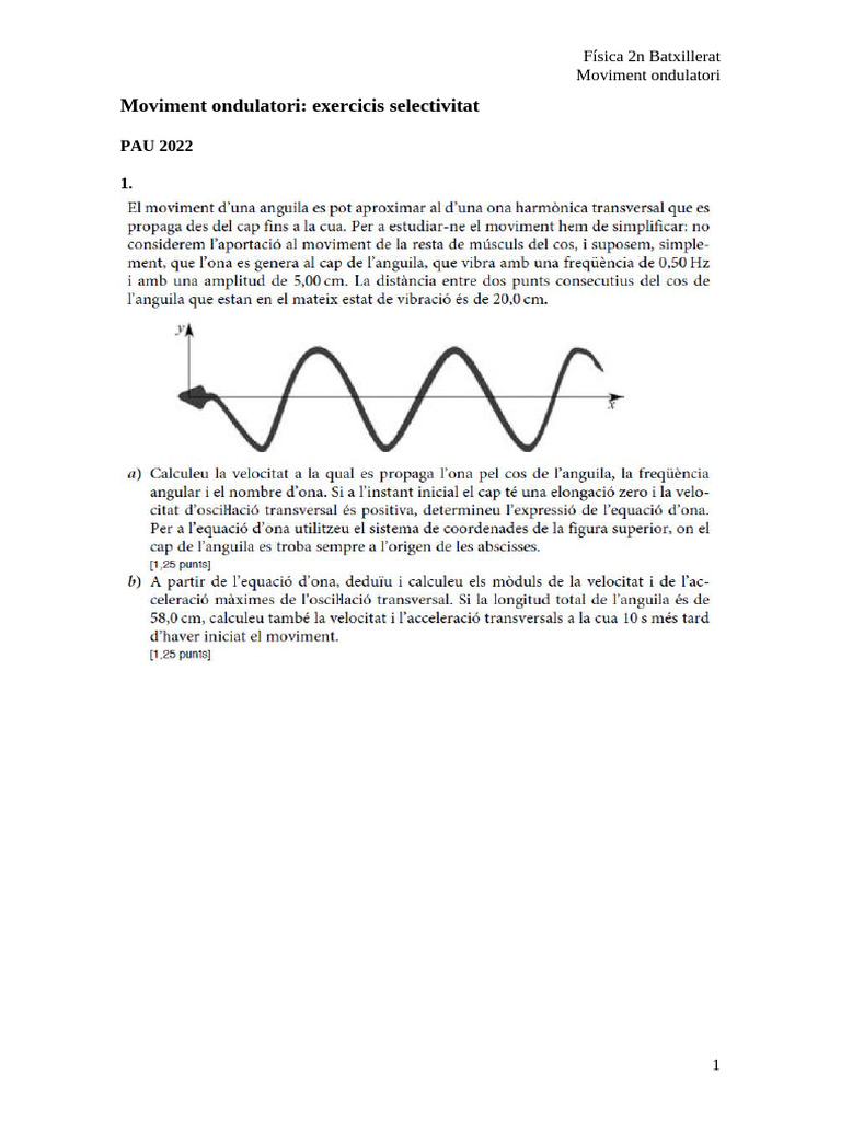 Moviment Ondulatori Selectivitat 2022 | PDF