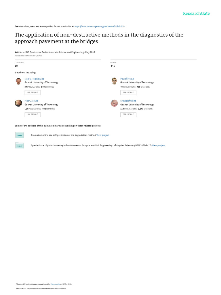 The Application of Non-Destructive Methods in The Diagnostics of The ...