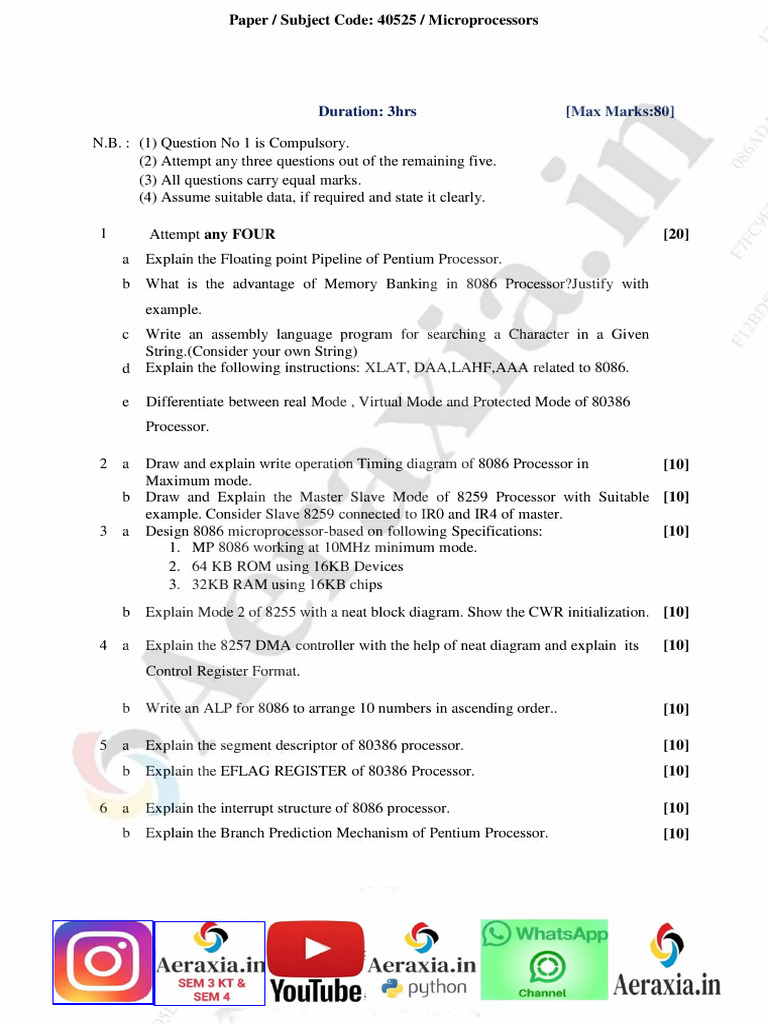 Microprocessor PYQ - 2014 DEC - 2023 DEC Comps Sem IV - Aeraxia - in | PDF | Central Processing ...