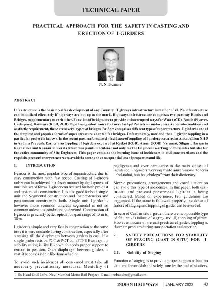 Practical Approach For The Safety in Casting and Erection of I-Girders | PDF | Bearing (Mechanical)