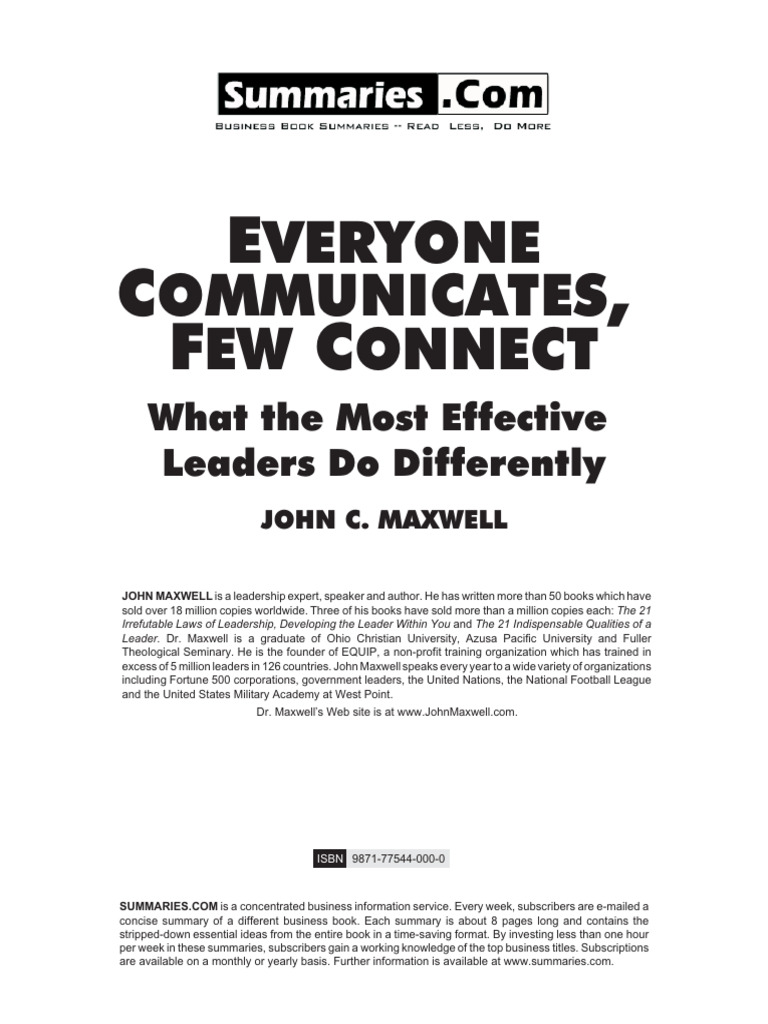 Everyone-Communicates-Few-Connect by John Maxwell | PDF | Attention ...