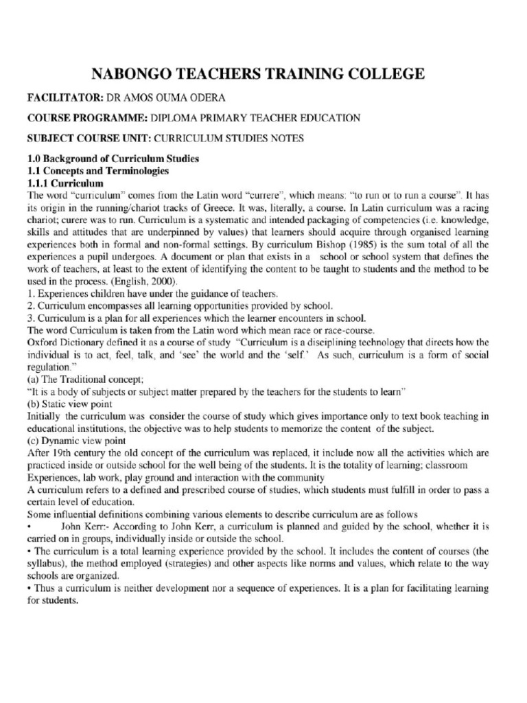 Full Curriculum Studies Notes-1 | PDF