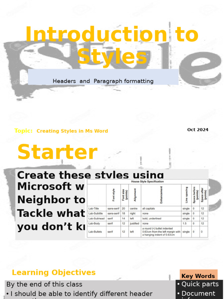 House Style Year 9 Wk5 | PDF | Microsoft Word | Computing