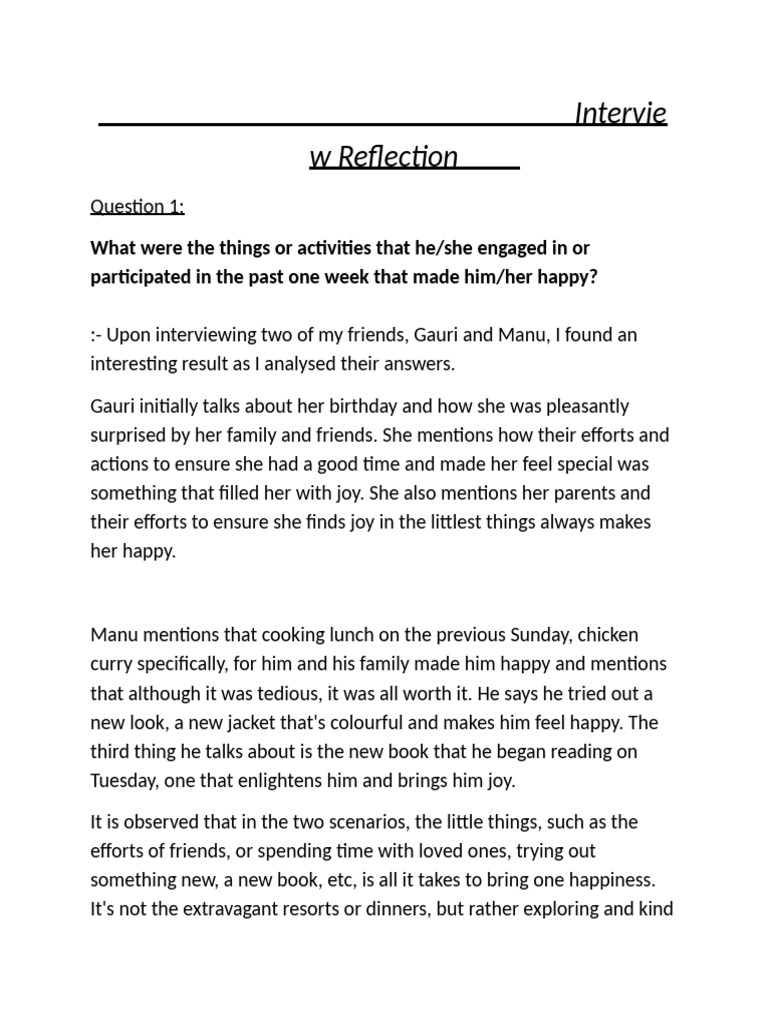 MDC Interview Reflcetion | PDF