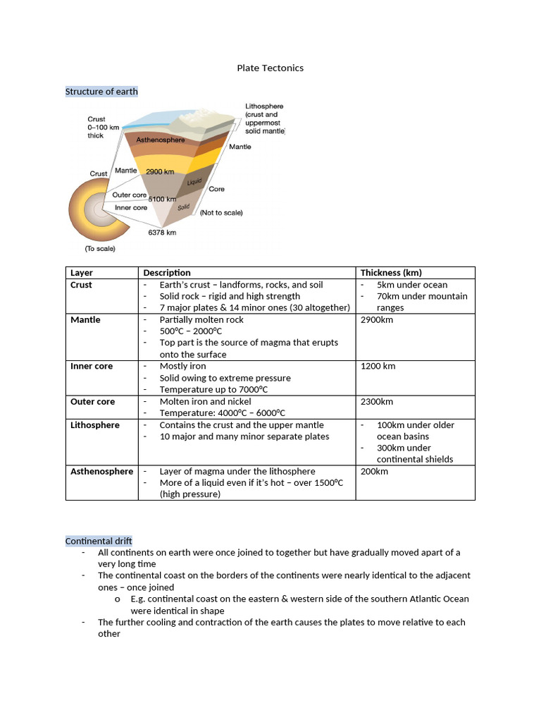 Y9 Science Plate Tectonics Notes | PDF | Volcano | Plate Tectonics