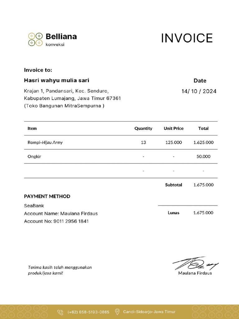 Invoice Rompi KKN Lumajang 2 | PDF