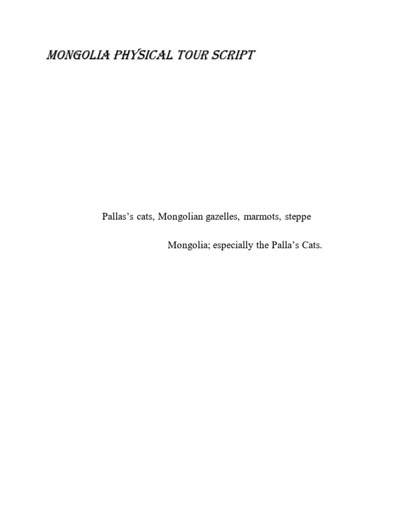 Mongolia Physical Tour Script | PDF