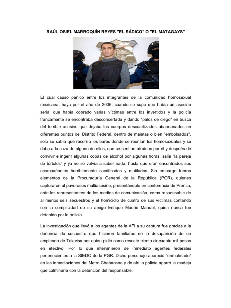 Raúl Osiel Marroquín Reyes | PDF | Asesino en serie | Homosexualidad