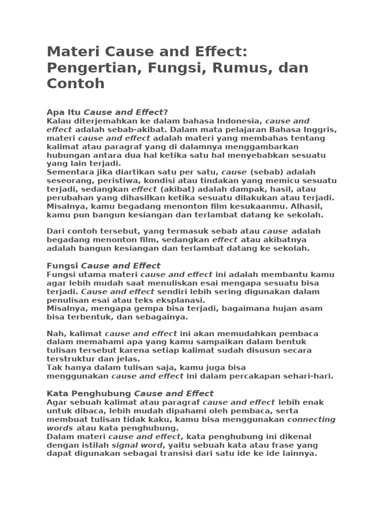 Materi Cause and Effect | PDF | Seni & Disiplin Bahasa