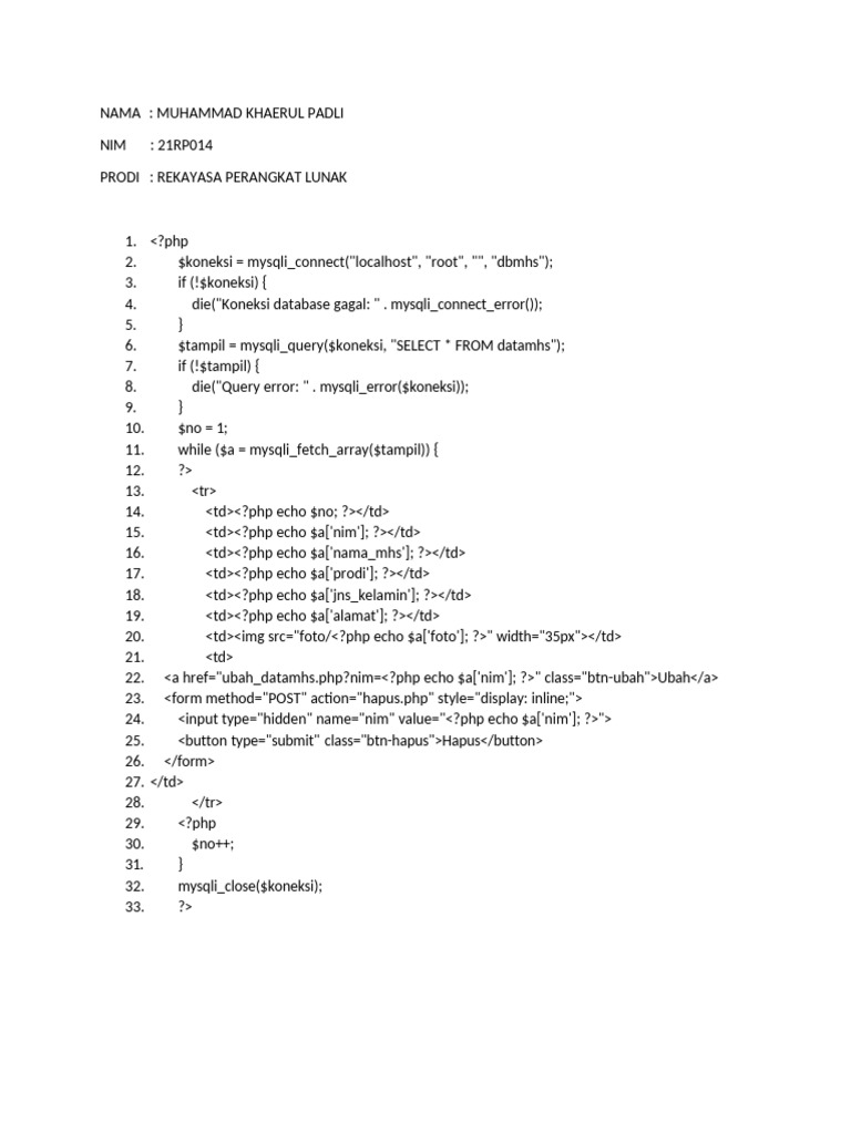 PHP Database Connection and Query Example | PDF | Computers
