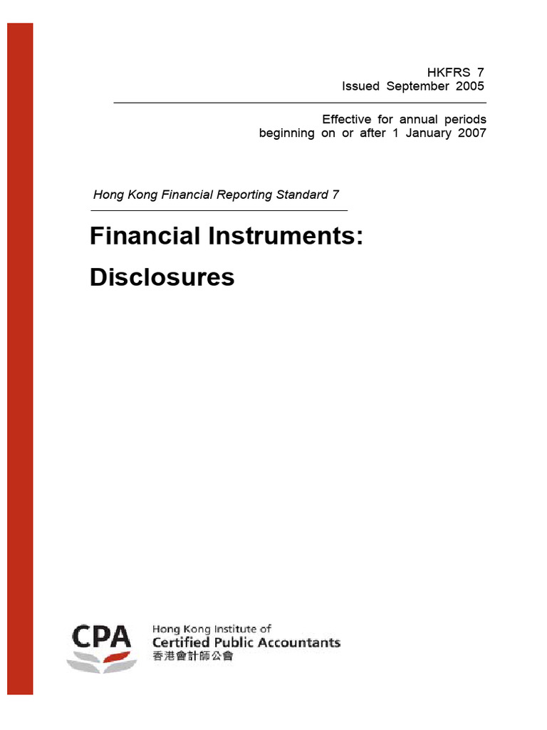 HKFRS 7: Financial Instruments Disclosure | PDF | Fair Value ...