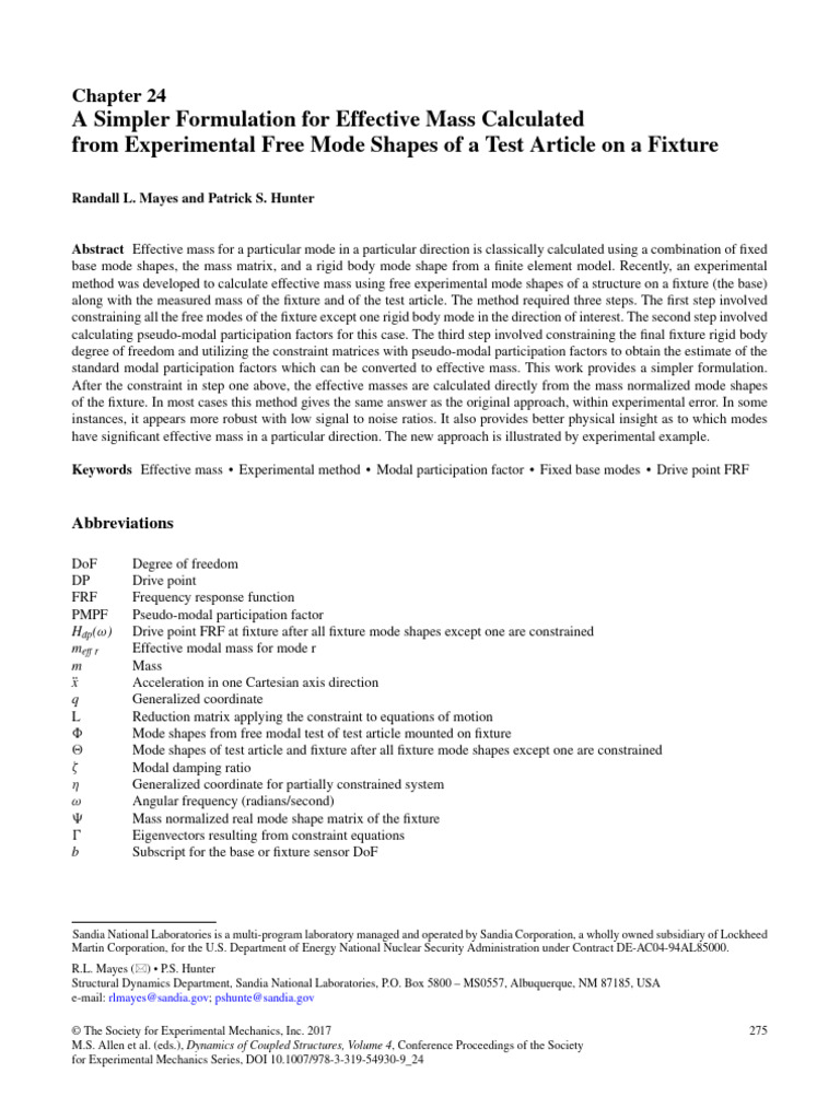 ASimpler Formulation For Effective Mass Calculated From Experimental ...
