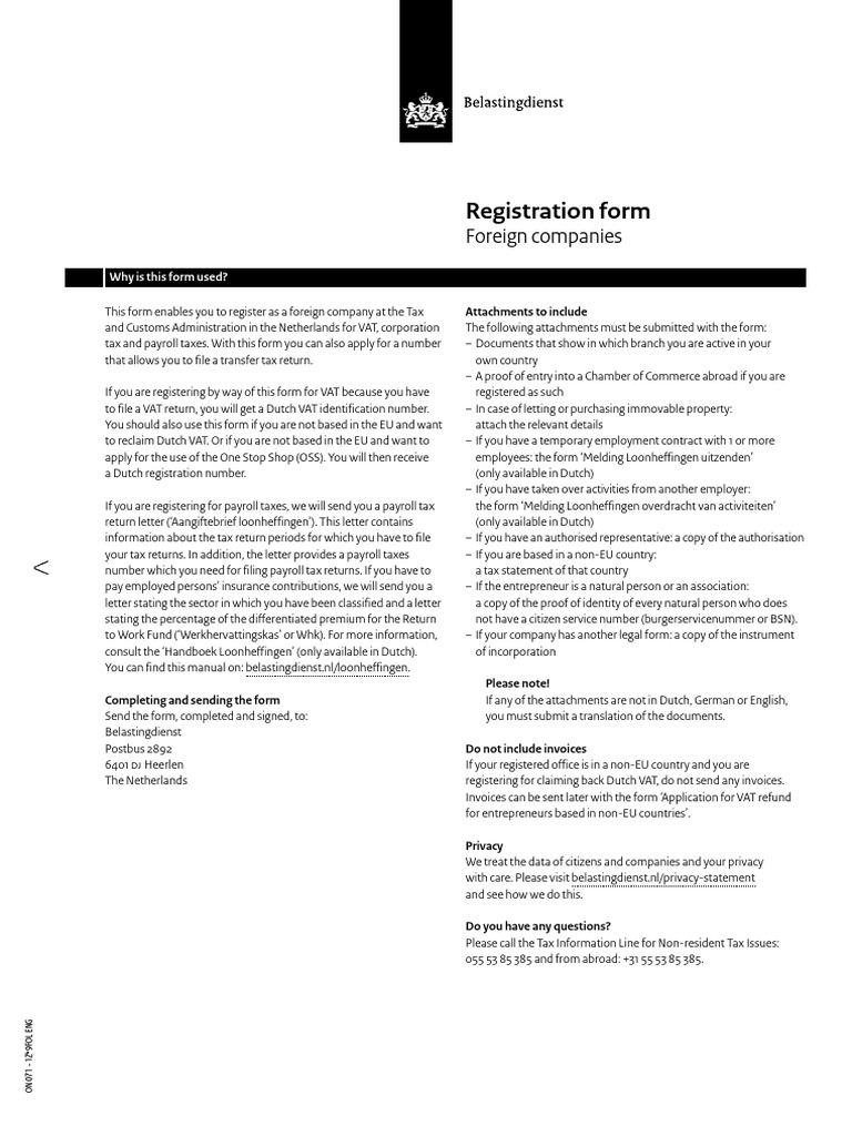 Register Foreign Company in Netherlands | PDF | Employment | Value ...
