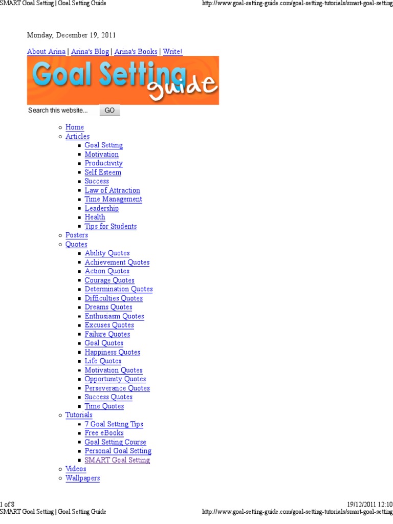 SMART Goal Setting - Goal Setting Guide | PDF | Goal Setting | Goal