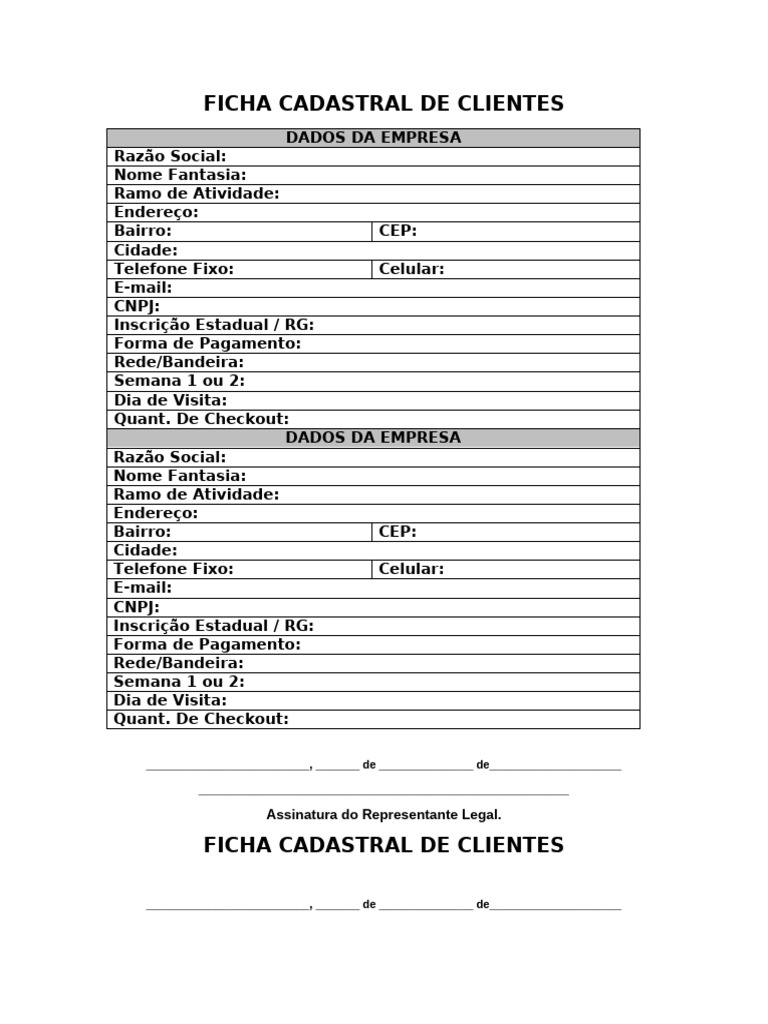 FICHA CADASTRAL DE CLIENTES | PDF