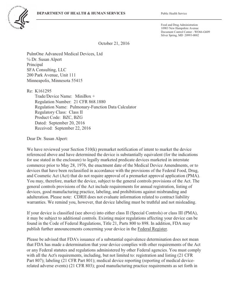 Minibox FDA Paperwork | PDF | Clinical Medicine | Medicine