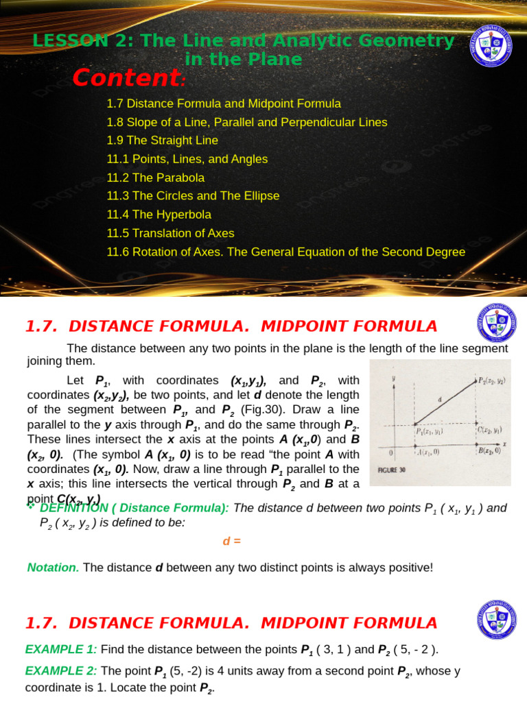 Distance, Midpoint, and Slope Formulas | PDF | Ellipse | Line (Geometry)