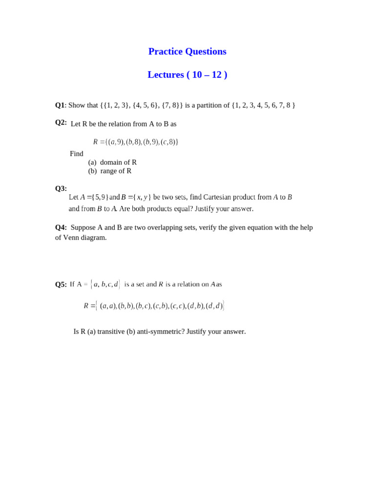 Practice Questions Lectures 10 - 12 MTH202 | PDF | Teaching Methods & Materials