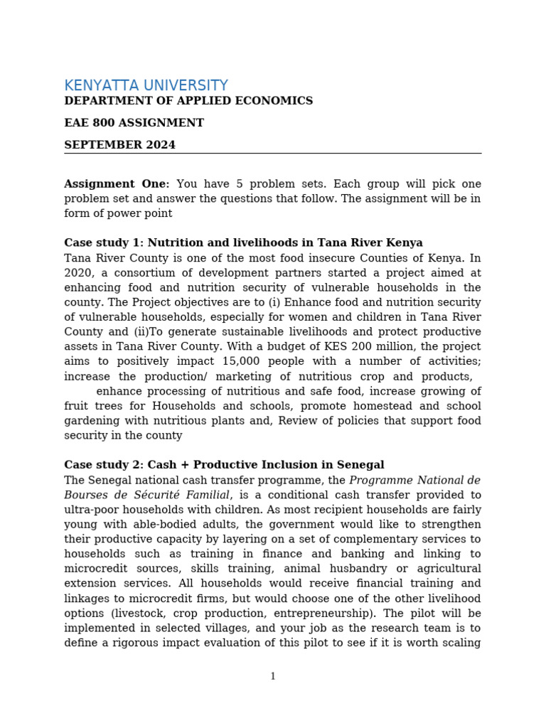 EAE 800 Assignment Overview 2024 | PDF | Menstruation | Poverty
