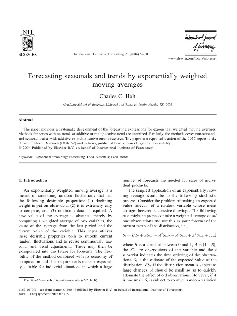 Holt 2004 | PDF | Forecasting | Moving Average