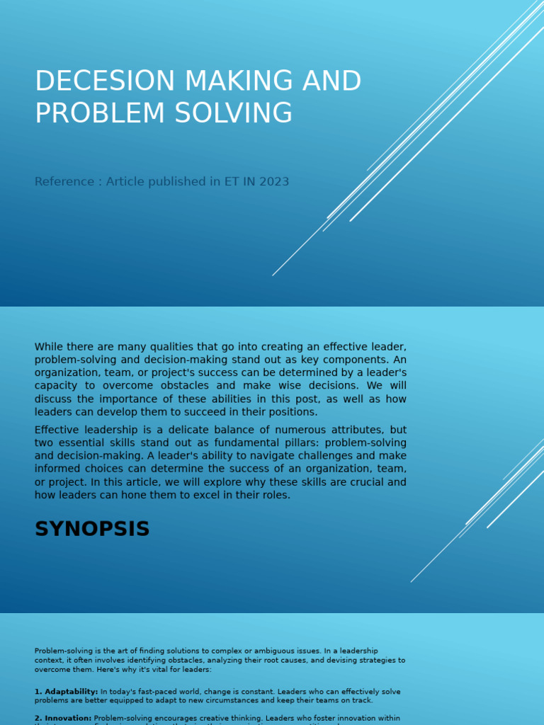 Decesion Making and Problem Solving | PDF | Decision Making | Bias
