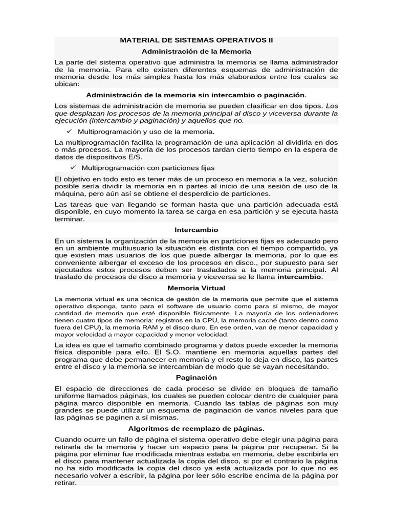Administración De La Memoria Pdf Almacenamiento De Datos De La