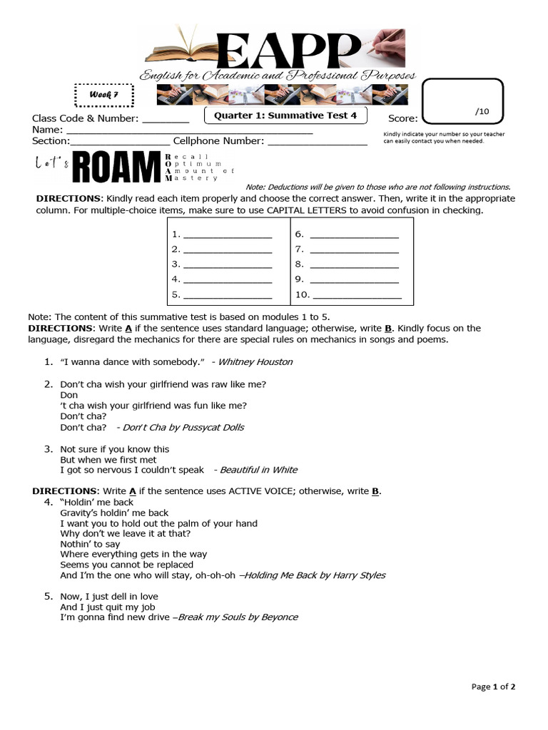 EAPP-Q1-M7-2022-2023 | PDF