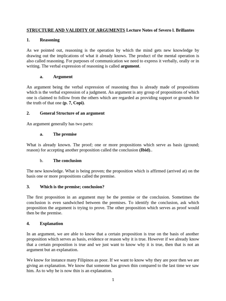 D. Structure and Validity of Arguments | PDF | Argument | Logical Consequence
